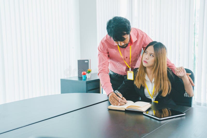 Boss or Supervisor Touching Female Employee S Shoulder Causing Young ...