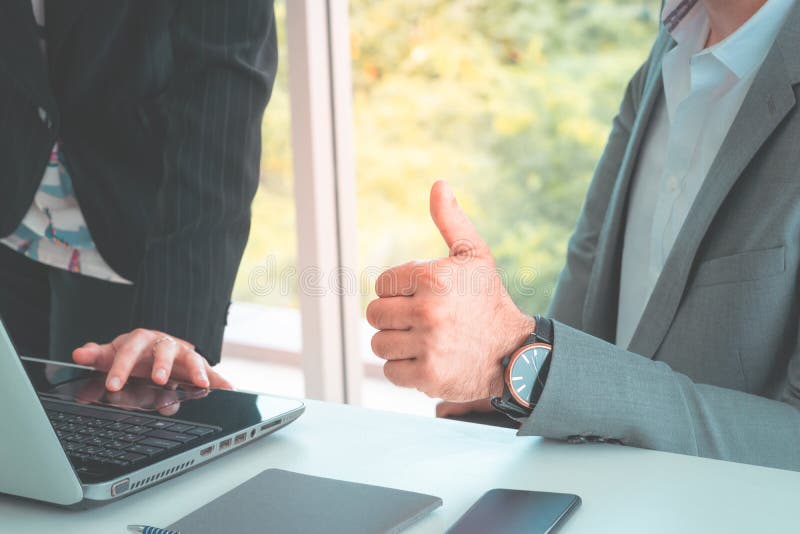 Boss Thumb Up for Worker Compliment Stock Photo - Image of business ...