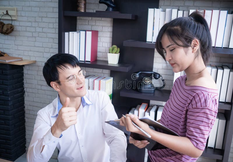 Boss Thumb Up for Worker Compliment Stock Image - Image of employer ...