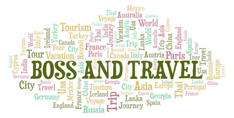Boss and Travel Word Cloud. Stock Illustration - Illustration of roads ...