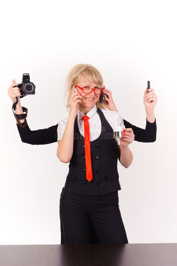 Boss and two helpers stock photo. Image of concept, camera - 60128248