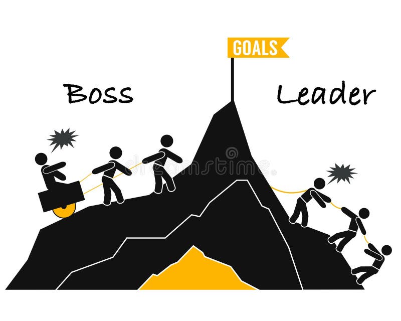 Boss Vs Leader Diffrences in Leadership Stock Illustration ...