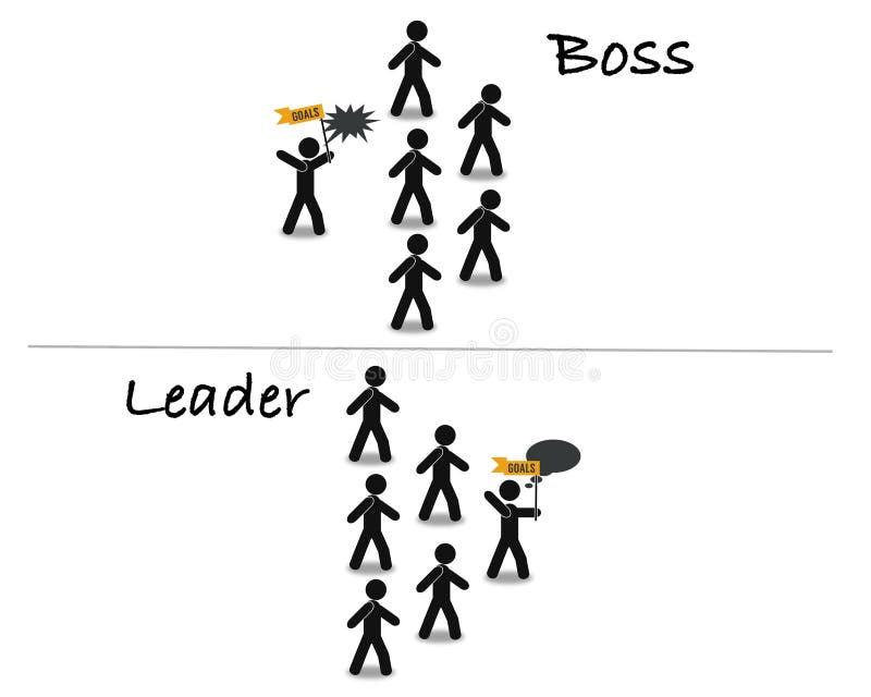 Boss Vs Leader Diffrences in Leadership Stock Illustration ...