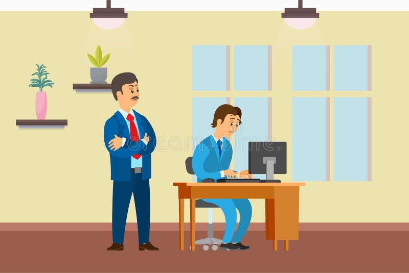 Boss is Watching Over Employee. Concept Business Vector Illustration ...
