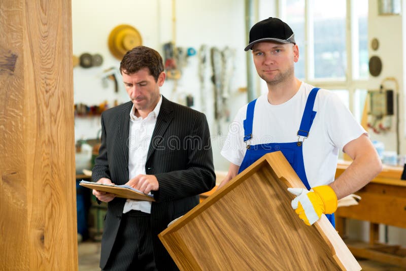 Boss and Worker in a Carpenter S Workshop Stock Image - Image of active ...