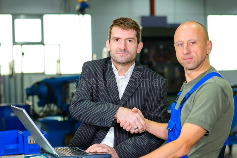 Boss and Worker on Work Bench Stock Photo - Image of business ...