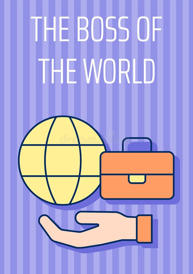 Boss of World Greeting Card with Color Icon Element Stock Illustration ...