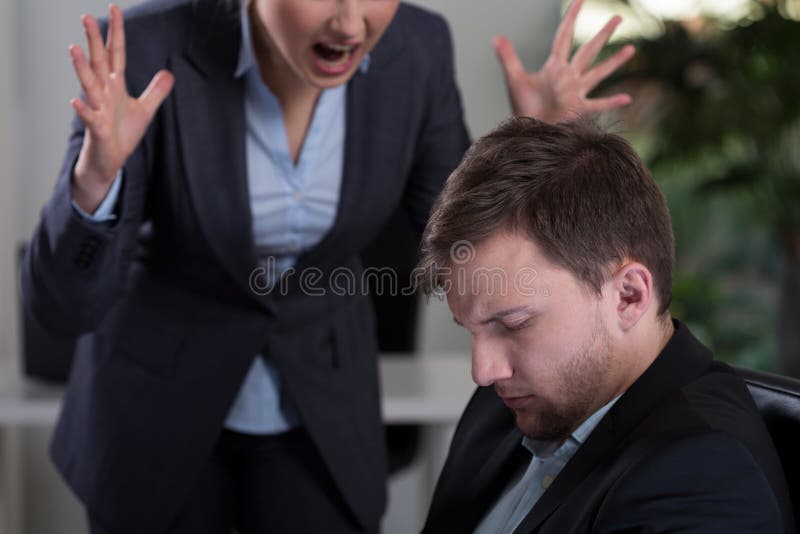 Boss yelling at employee stock photo. Image of business - 52094792