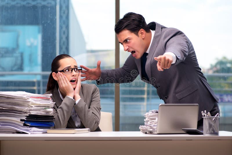 The Boss Yelling at His Team Member Stock Photo - Image of nervous ...