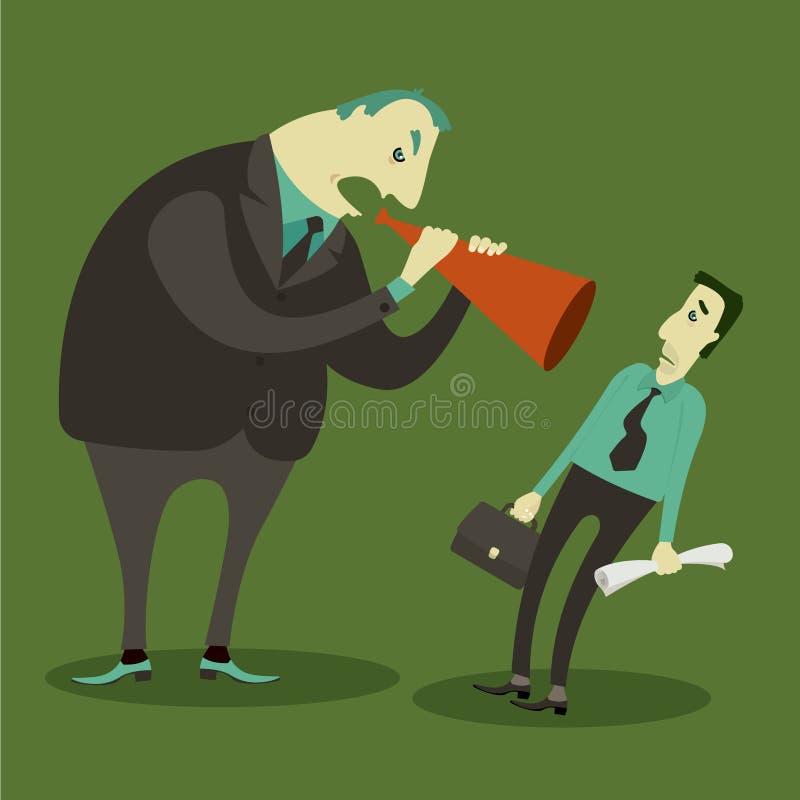 Boss yelling at employee stock vector. Illustration of displeased ...