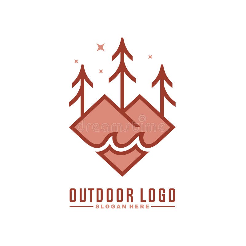 Bossen Met Water Logo Vector Vector Illustratie - Illustration of ...