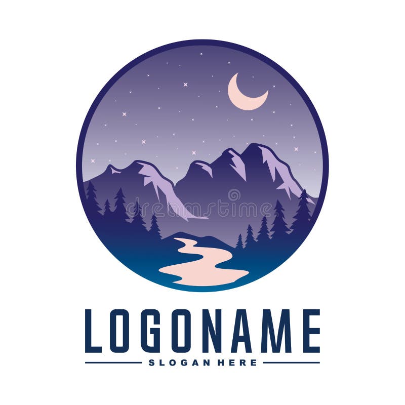 Bossen Met Water Logo Vector Vector Illustratie - Illustration of ...