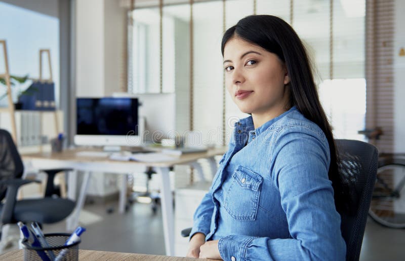 Bossy Woman Behind Her Desk Stock Photo - Image of bossy, looking ...