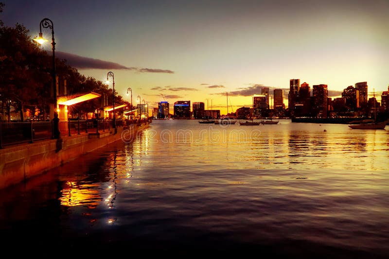 Boston Back Bay View at Night after Sunset Stock Photo - Image of light ...