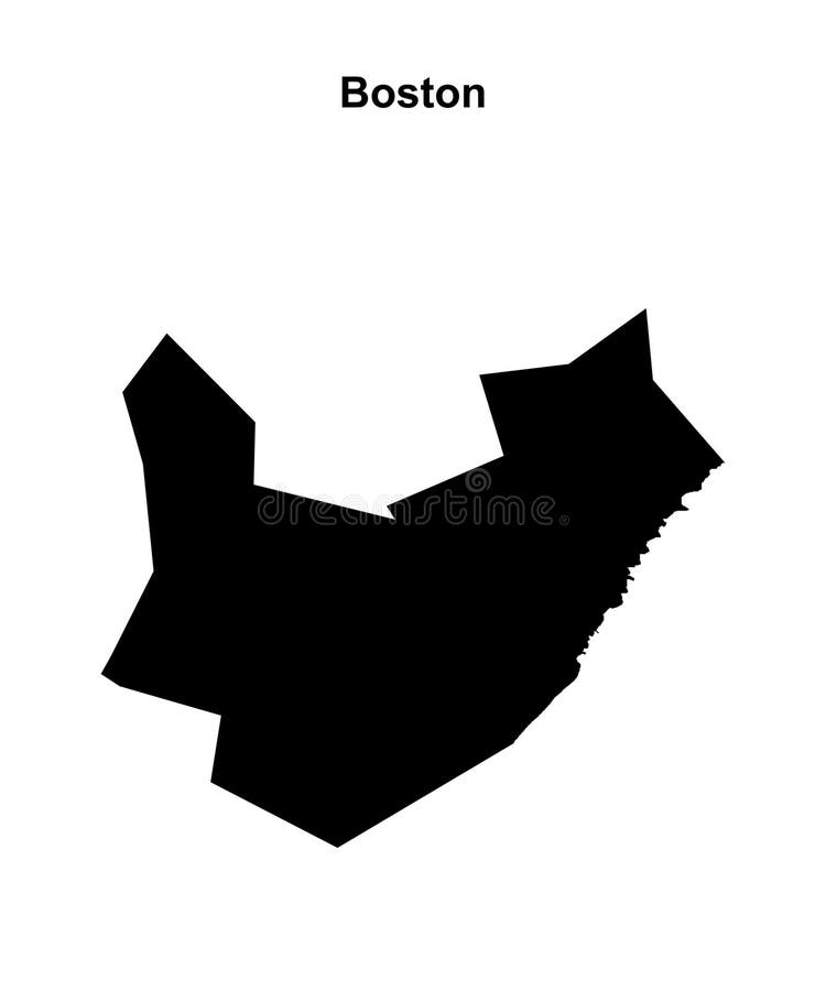 Boston outline map stock illustration. Illustration of district - 371641797
