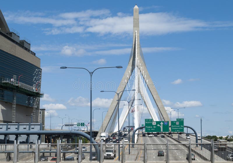 Boston Cable Bridge stock photo. Image of travel, buildings - 83898456