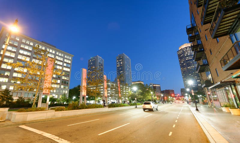 Boston City Streets at Night Stock Image - Image of sightseeing, night ...