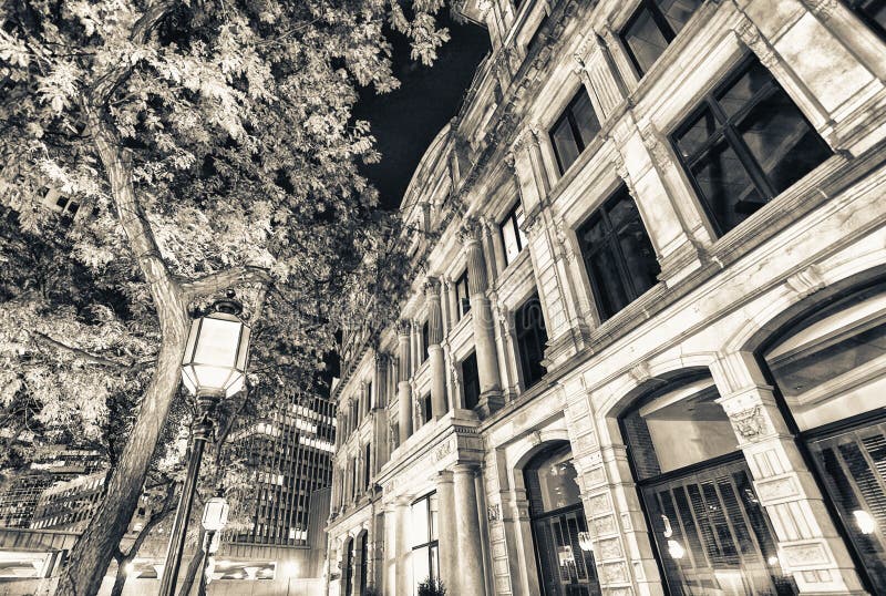 Boston City Streets at Night Stock Image - Image of sightseeing, night ...