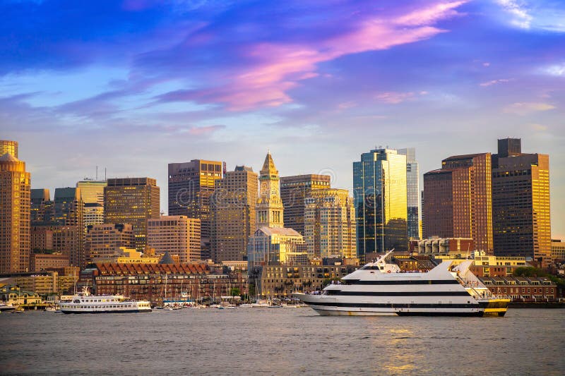 Boston cityscape at sunset stock image. Image of modern - 278712255