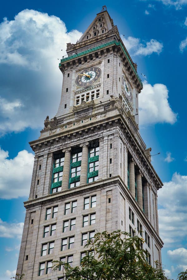 Boston Clocktower on Blue Sky Stock Image - Image of boston, urban ...
