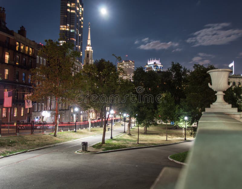 The Boston Common At Night In Boston MA Stock Photo - Image of ...