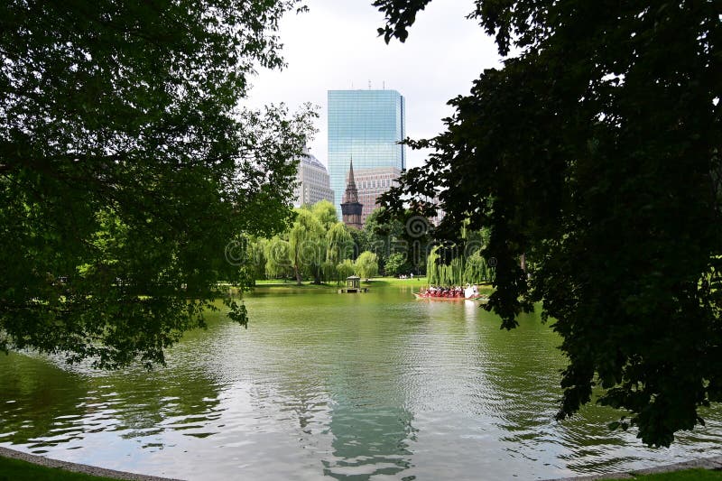 Boston Common Park Gardens and Skyline Editorial Photo - Image of ...
