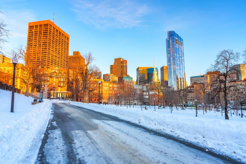 Boston Common Park at Winter Stock Photo - Image of exterior ...