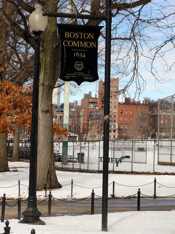 Boston Common sign editorial stock photo. Image of winter - 43726558