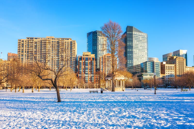 Boston common at winter stock image. Image of historical - 166406631