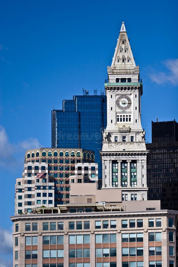 Boston Custom House Clock Tower Stock Image - Image of suffolk, county ...