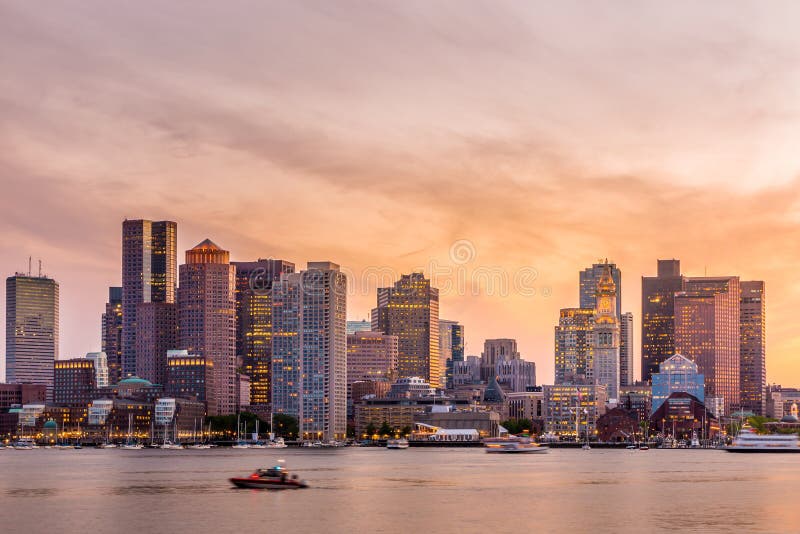 Boston Downtown Skyline Panorama Stock Image - Image of high, boston ...