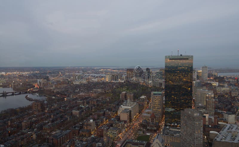 Boston at dusk stock photo. Image of view, glass, tower - 33647306