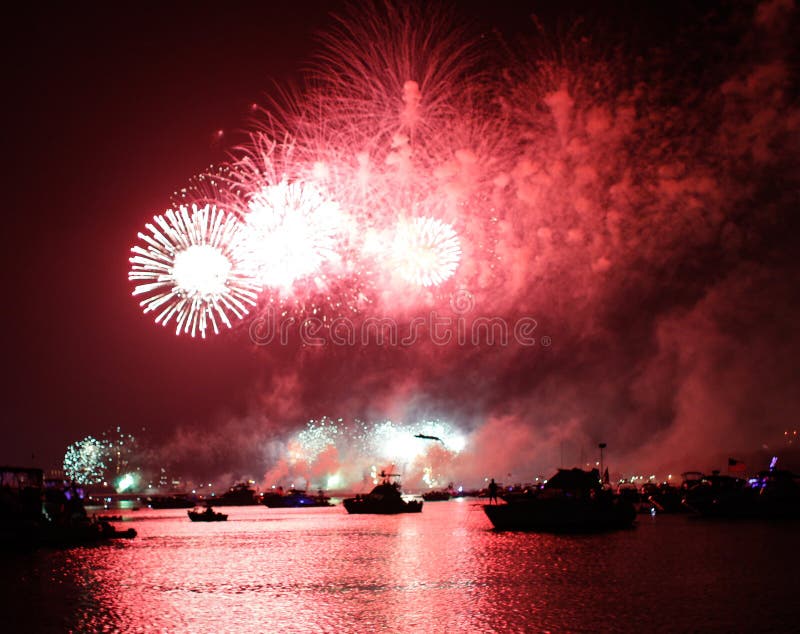 Boston Fireworks Show Charles Stock Image - Image of office, back ...