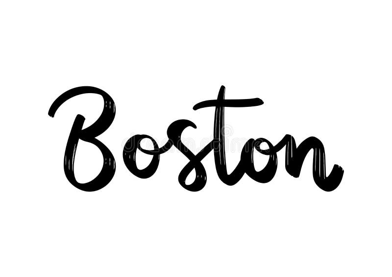 Boston Hand Lettering on White Background Stock Vector - Illustration ...