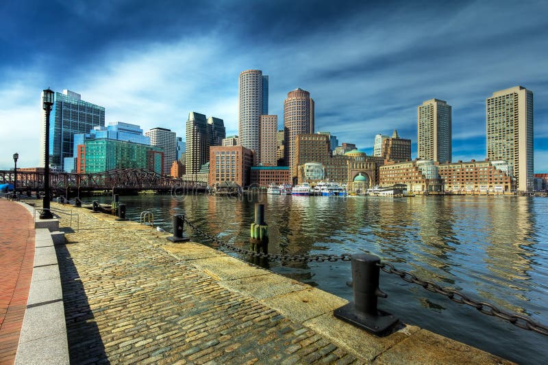 Boston, Massachusetts, USA Harbor and Skyline Stock Image - Image of ...