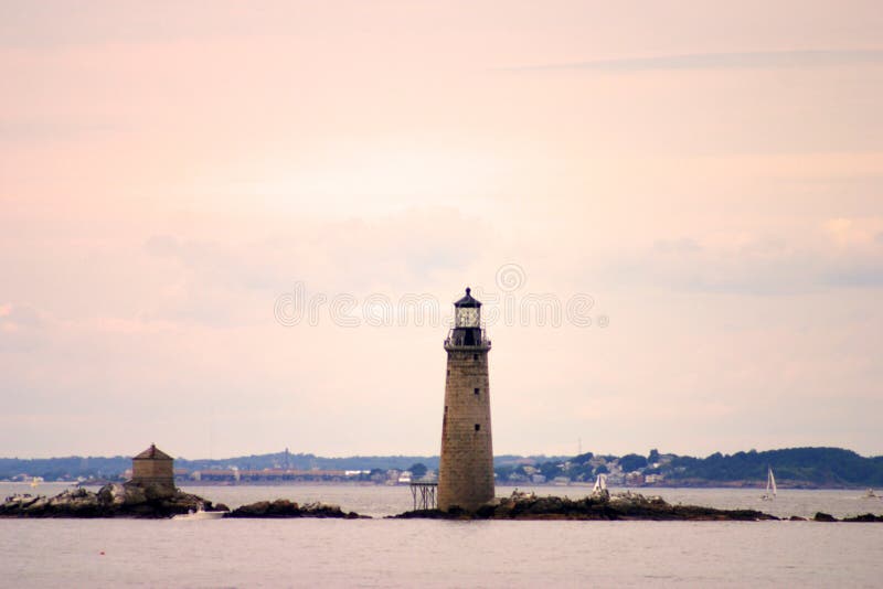 Boston Harbor Lighthouse is the Oldest Lighthouse in New England. Stock ...