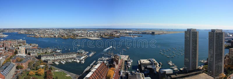 Boston Harbor Skyline Panorama Stock Image - Image of district ...