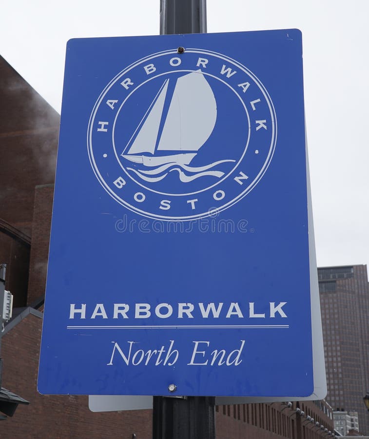 Boston Harborwalk at North End - BOSTON , MASSACHUSETTS - APRIL 3, 2017 ...