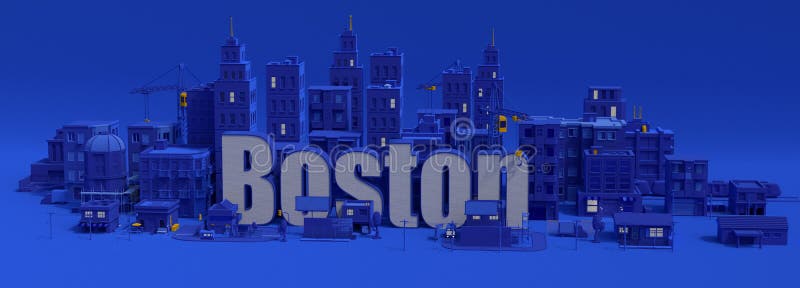 Boston Lettering. Handwritten Name of the USA City Stock Vector ...