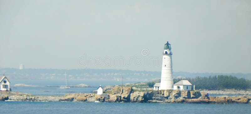 Boston Light on Hot, Hazy Summer Day Stock Image - Image of ...