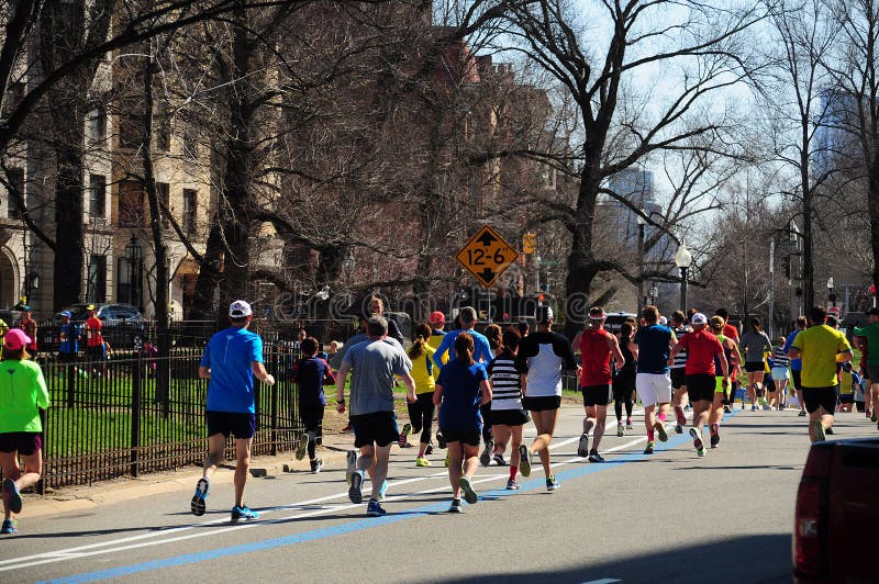 Boston marathon runners editorial stock photo. Image of park - 90836413