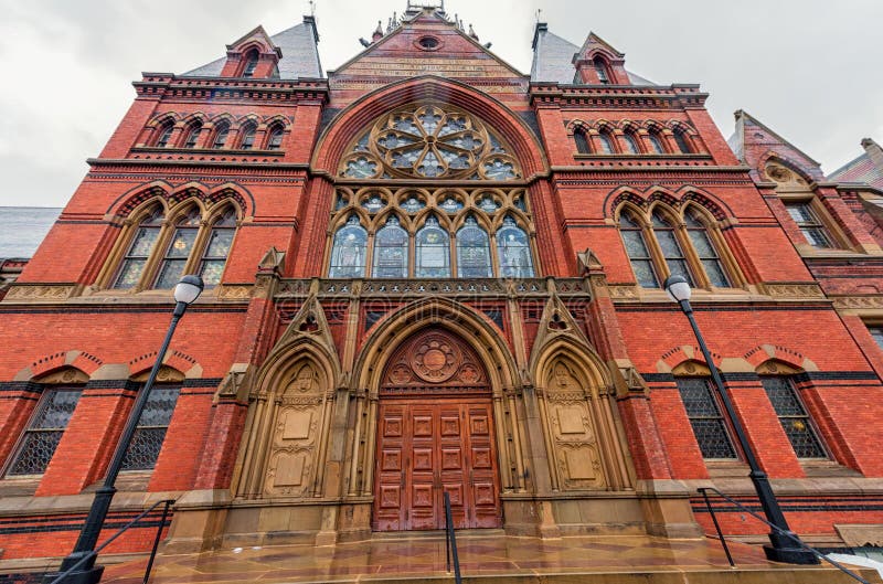 BOSTON, MASSACHUSETTS - JANUARY 06, 2014: Harvard Yard in Boston ...