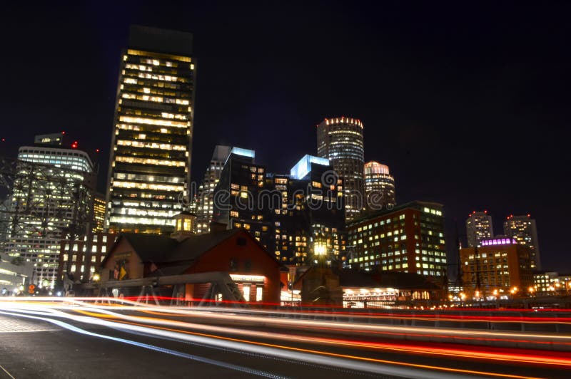 Boston, Massachusetts, USA - October 4, 2015: Skyline Boston at Night ...