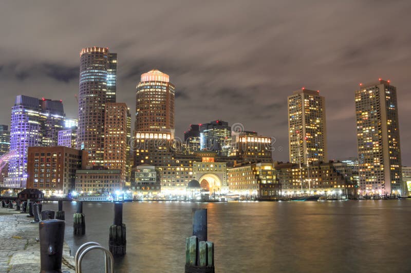 Boston, Massachusetts, USA - October 4, 2015: Skyline Boston at Night ...