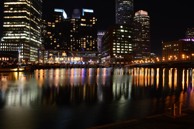 Boston, Massachusetts, USA - October 4, 2015: Skyline Boston at Night ...