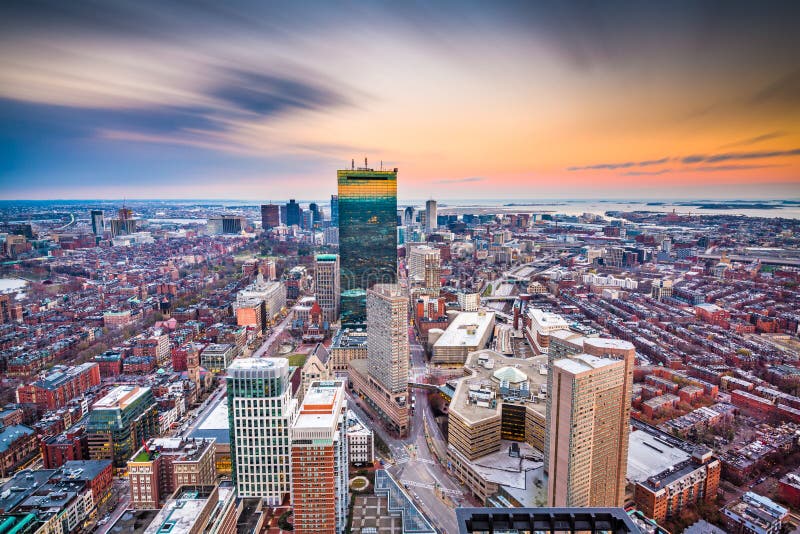 Boston, Massachusetts, USA Twilight Skyline Stock Photo - Image of high ...