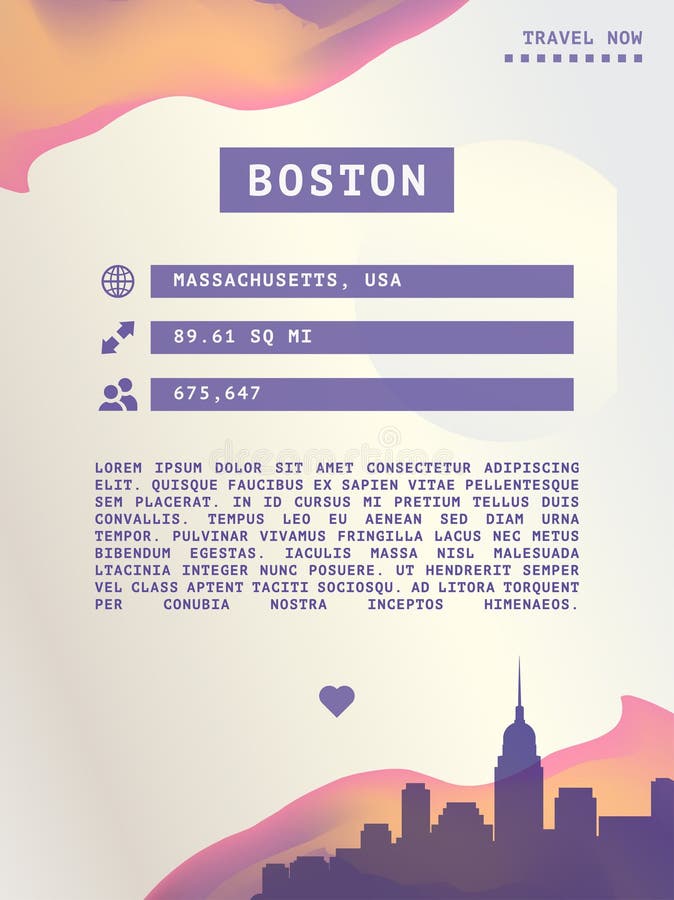 Boston, Massachusetts Vector Infographics, Brochure Layout. Guide ...