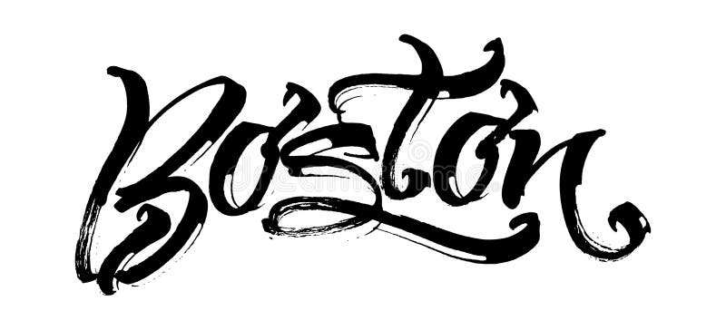 Boston. Modern Calligraphy Hand Lettering for Serigraphy Print Stock ...
