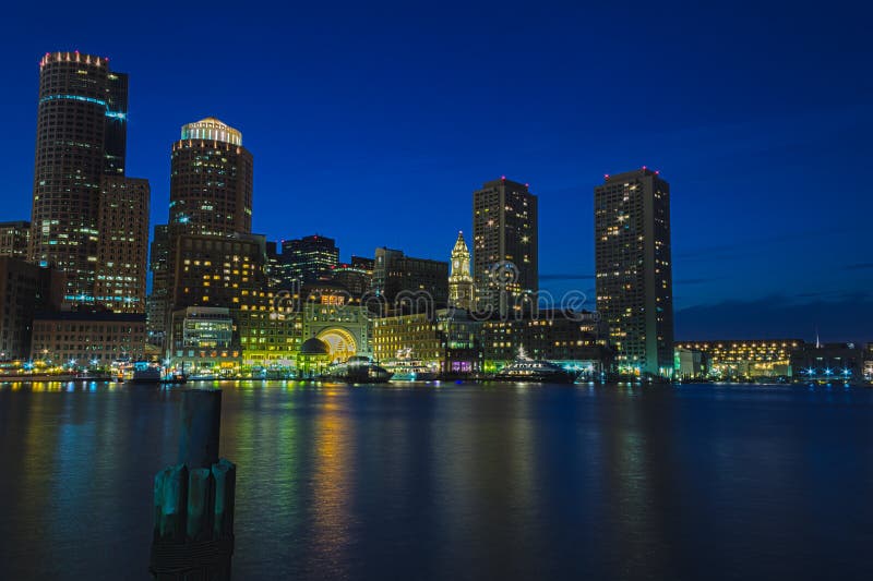 Boston by night stock photo. Image of light, port, city - 26377766
