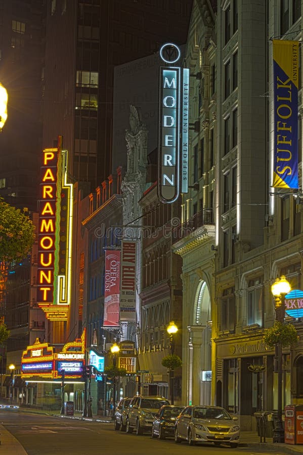 Boston by night editorial stock image. Image of neon - 26679949